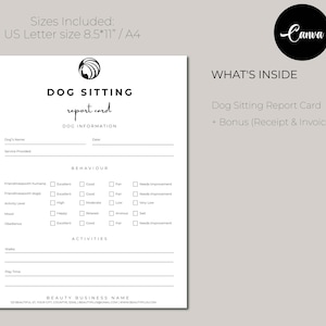 Editable Dog Report Card, Pet Report Card, Pet Sitting Report, Dog ...