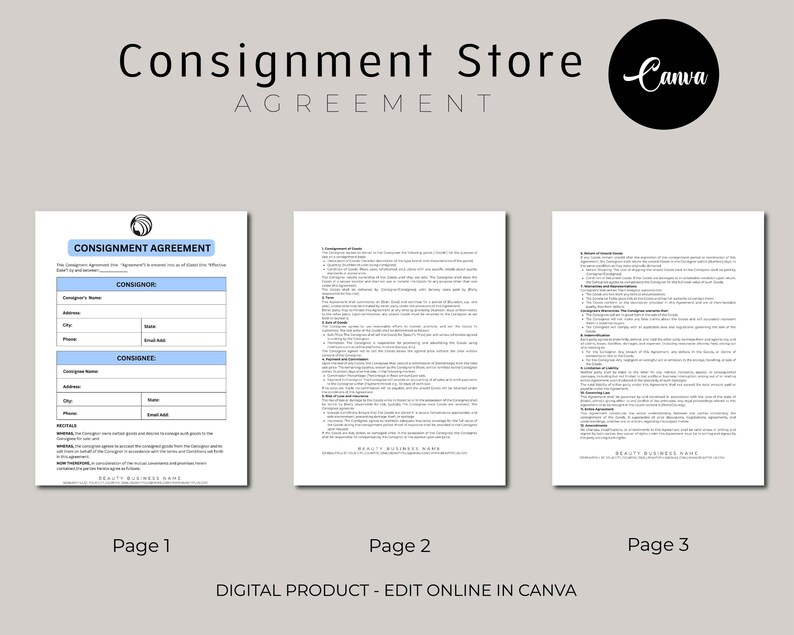 Consignment Agreement, Consignment Form, Consignee Agreement ...