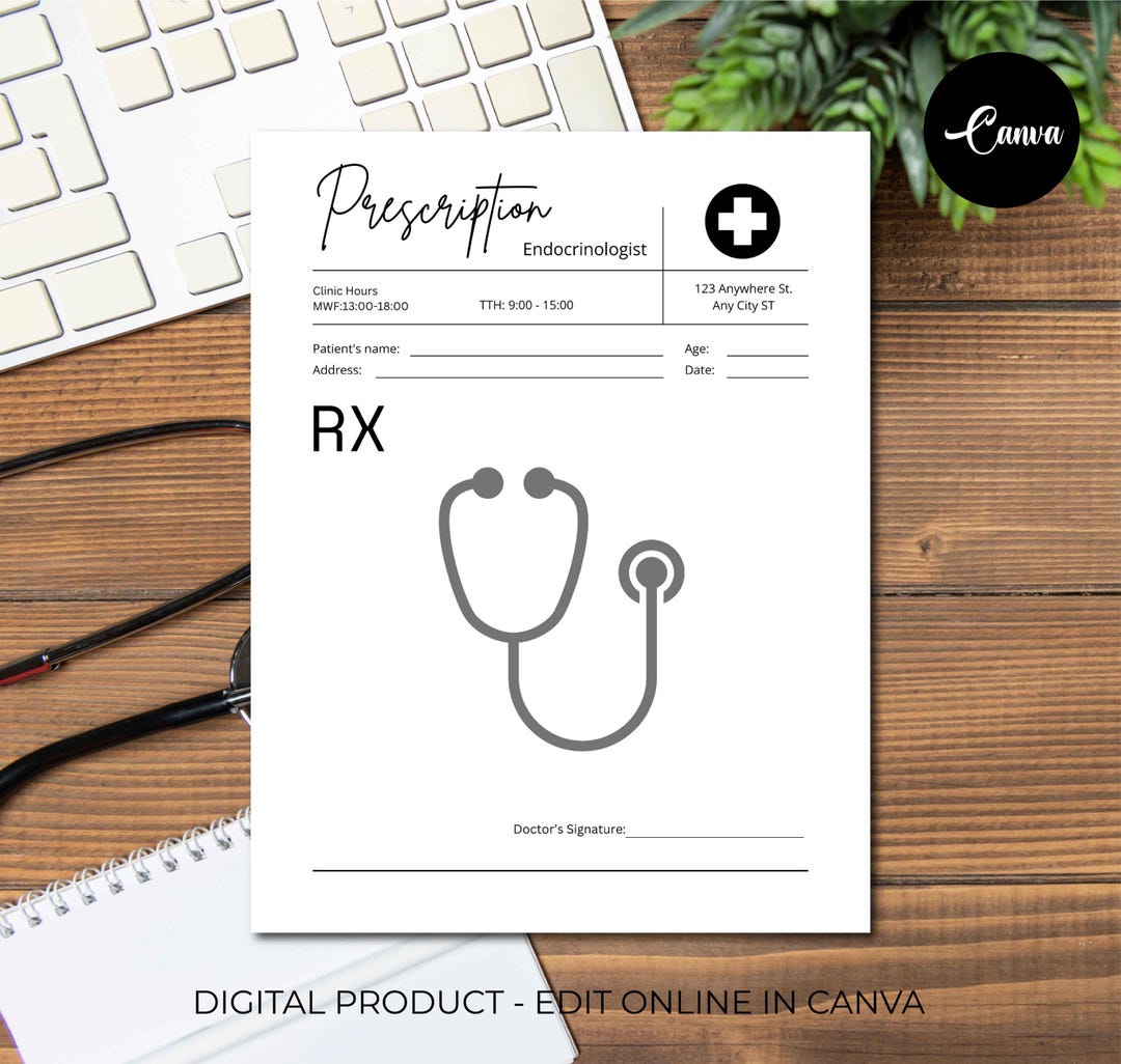 Editable Doctor Prescription Pad Template, Prescription Sheet, Editable ...