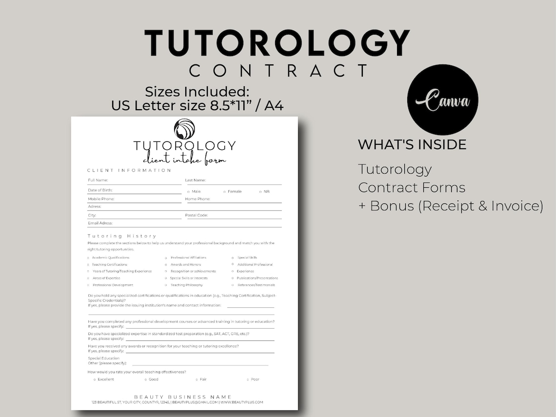 Tutoring Contract, Tutoring Services Agreement Template, Tutor Business ...