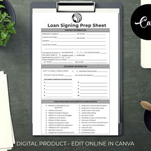 Printable Notary Loan Signing, Agent Signing Prep Sheet, Intake Form ...