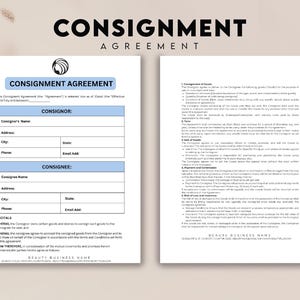 Editable Consignment Agreement, Consignment Store Forms, Product Consignment Agreement, Reseller ...
