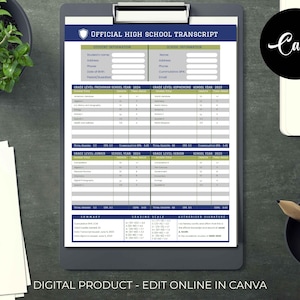 Editable High School Transcript, Homeschool Transcript, Editable Home ...