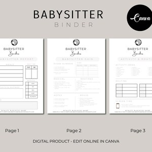 Editable Babysitter Binder, Babysitter Instructions, Infant Log ...