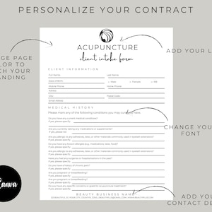 Editable Acupuncture Consultation & Consent Forms, Client Intake, Acupuncture Right to Refusal ...