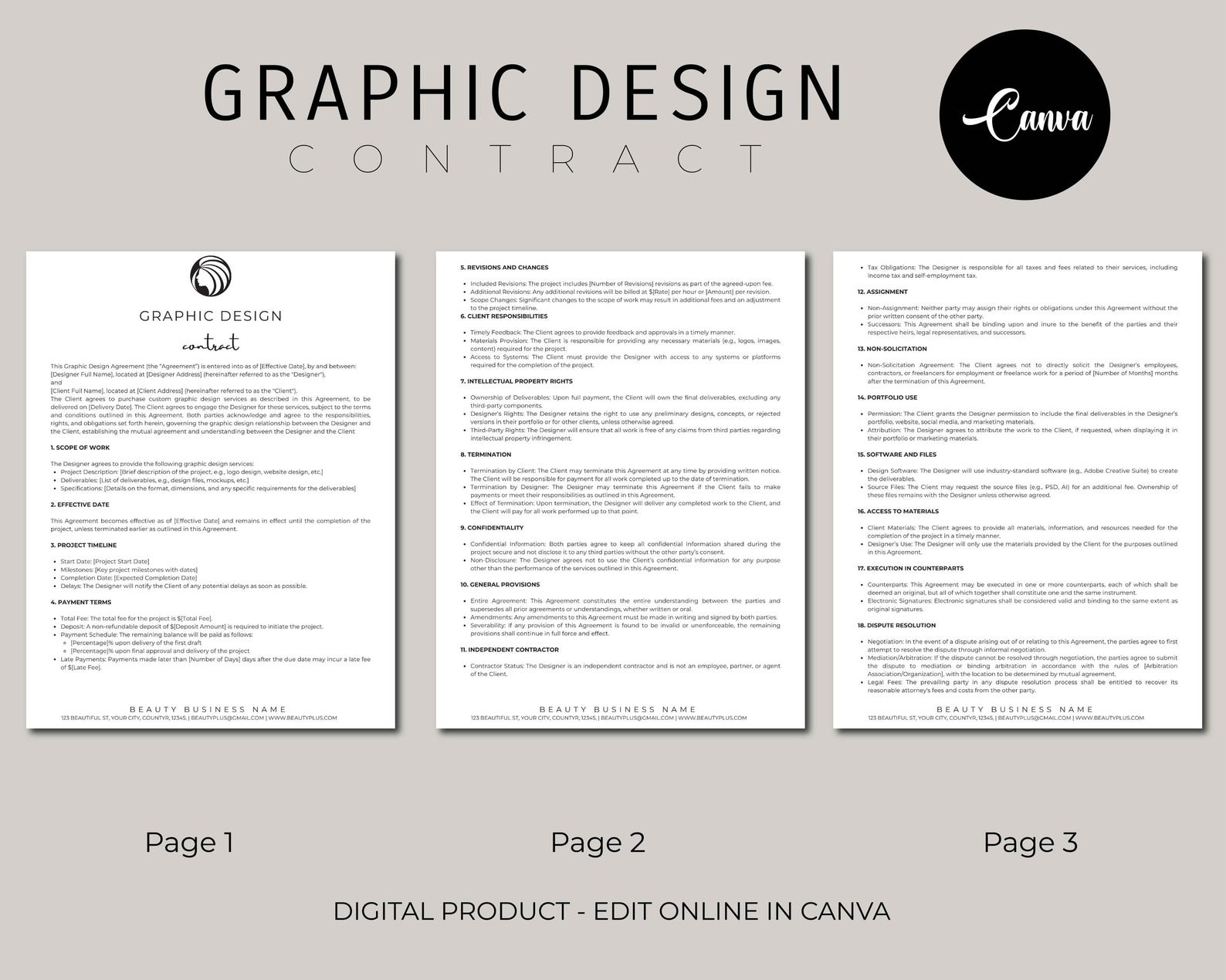 Graphic Design Contract, Design Services Forms, Contract for Graphic ...