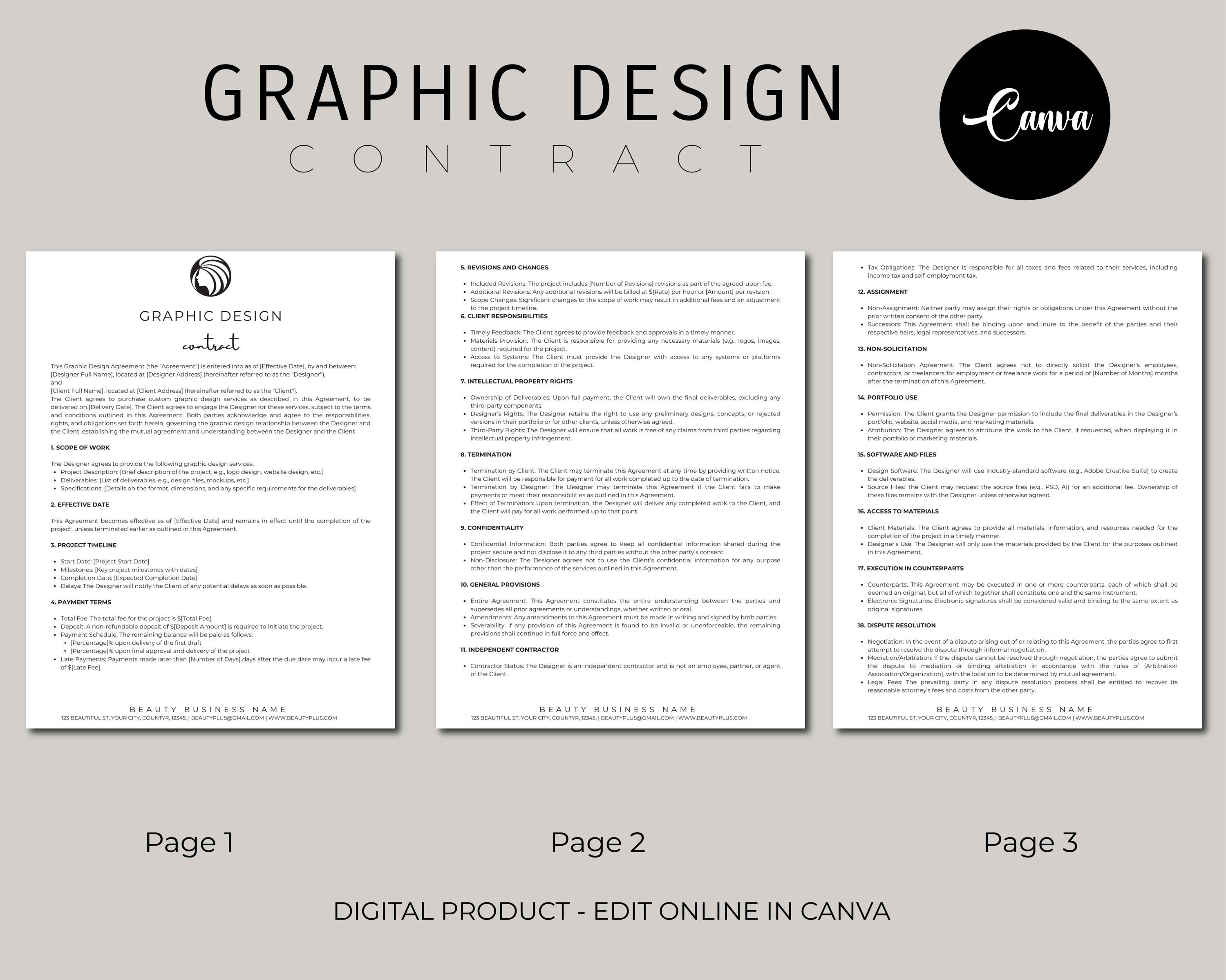Graphic Design Contract, Design Services Forms, Contract for Graphic ...