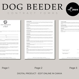 Dog Breeder Contract, Breeder Forms, Puppy Sale Contract, Dog Breeding ...