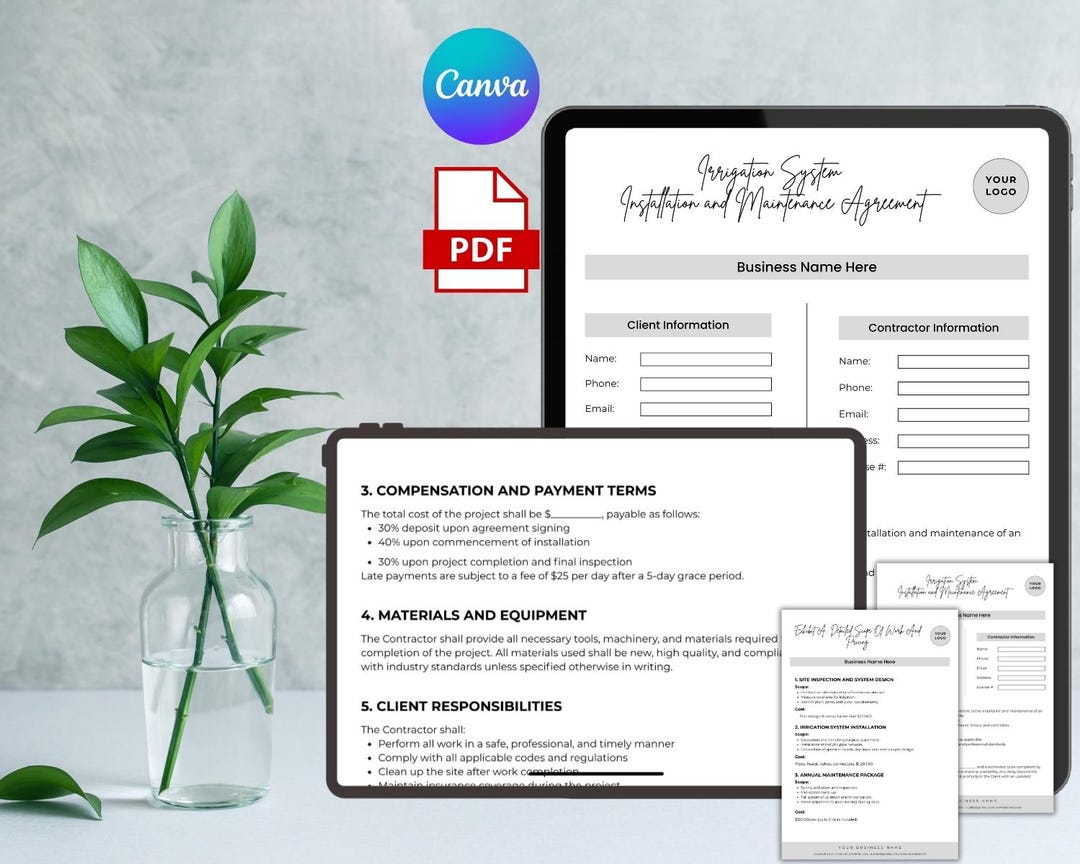 Sprinkler System Contract, Irrigation System Contract, Sprinkler ...
