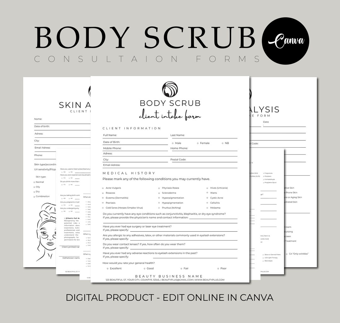 Body Contouring, Body Scrub Consent, Body Scrub Forms, Body Scrub ...