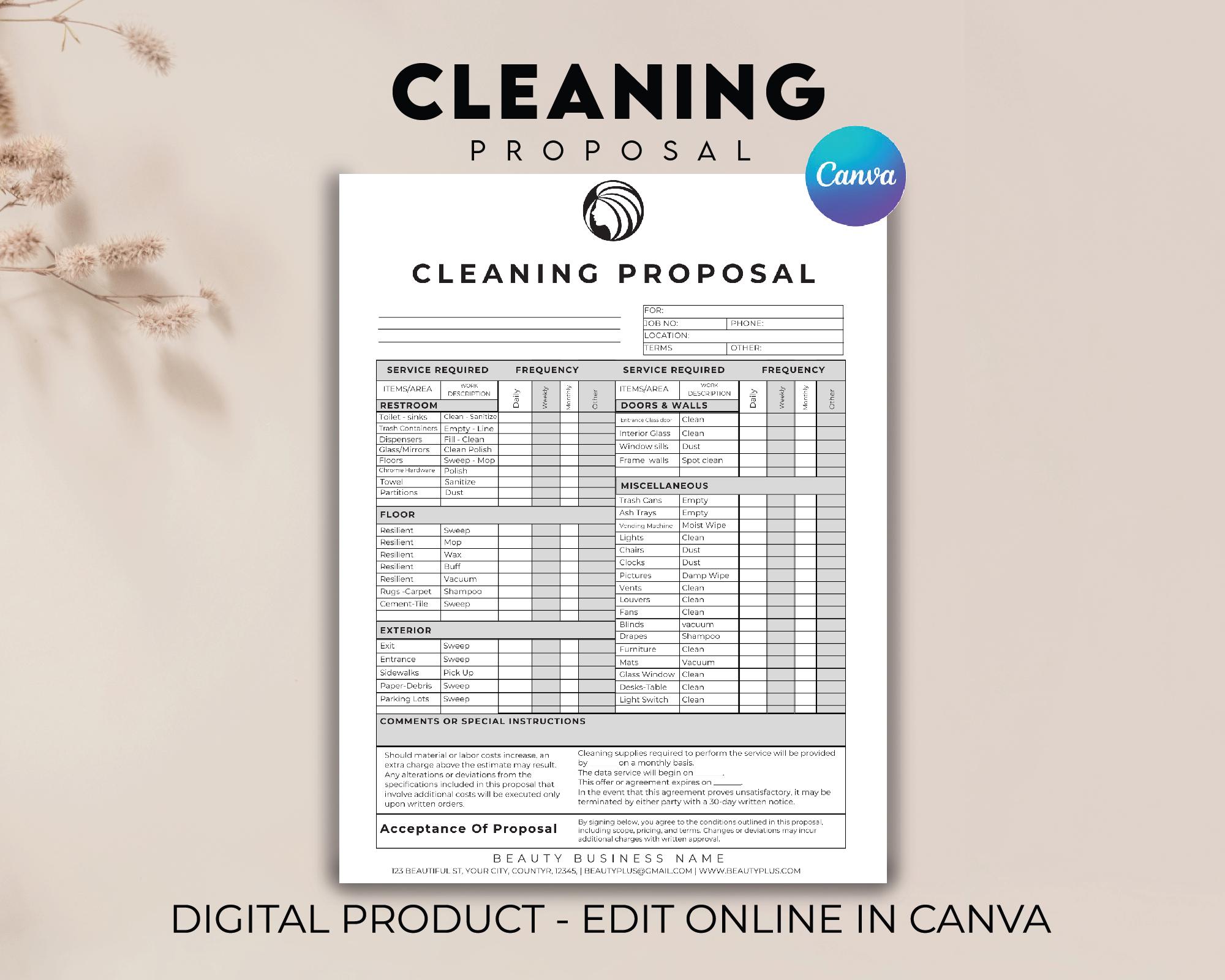 Cleaning Proposal Template, Commercial Cleaning Proposal, Cleaning ...