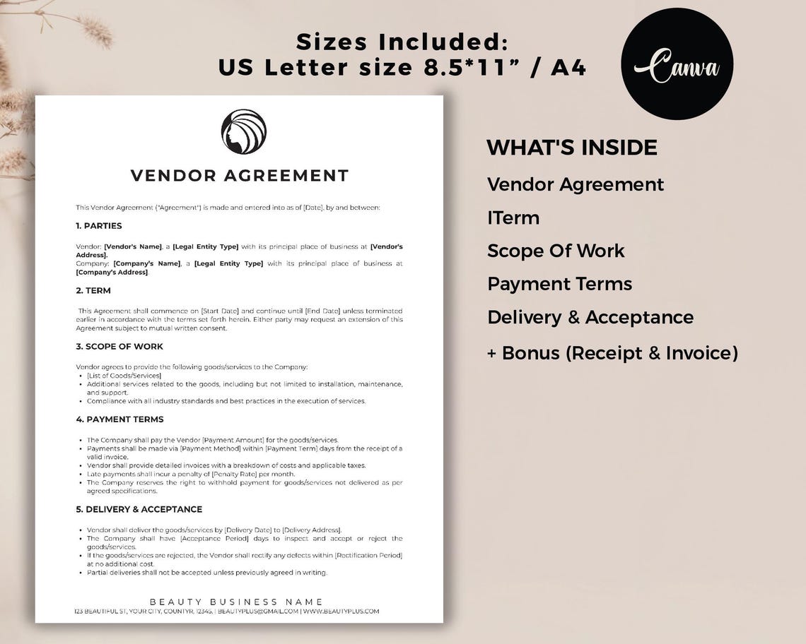 Simple Vendor Contract Template, Vendor Agreement Template ...