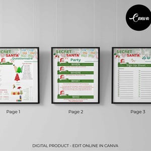 Secret Santa Questionnaire Editable, Canva Santa Questionnaires ...