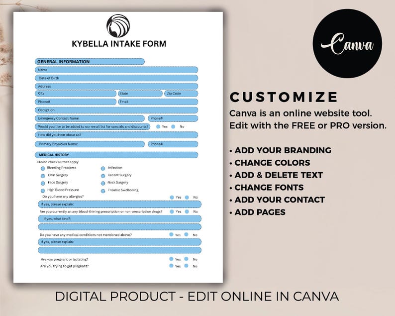 Editable Kybella Consent Forms, Aesthetic Clinic Template, Lipodissolve ...