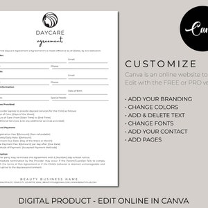 Editable Home Daycare Contract Template, Home Daycare Forms Package ...