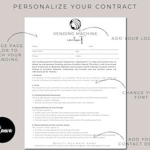 Professional Vending Machine Contract Template, Editable in Canva ...