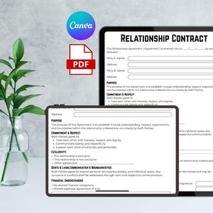 Editable Relationship Contract Template, One Page Relationship Contract ...