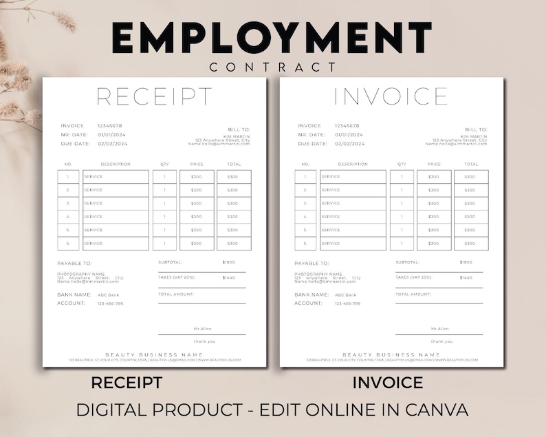 Employment Contract Template, Employment Service Contract, Contract of ...