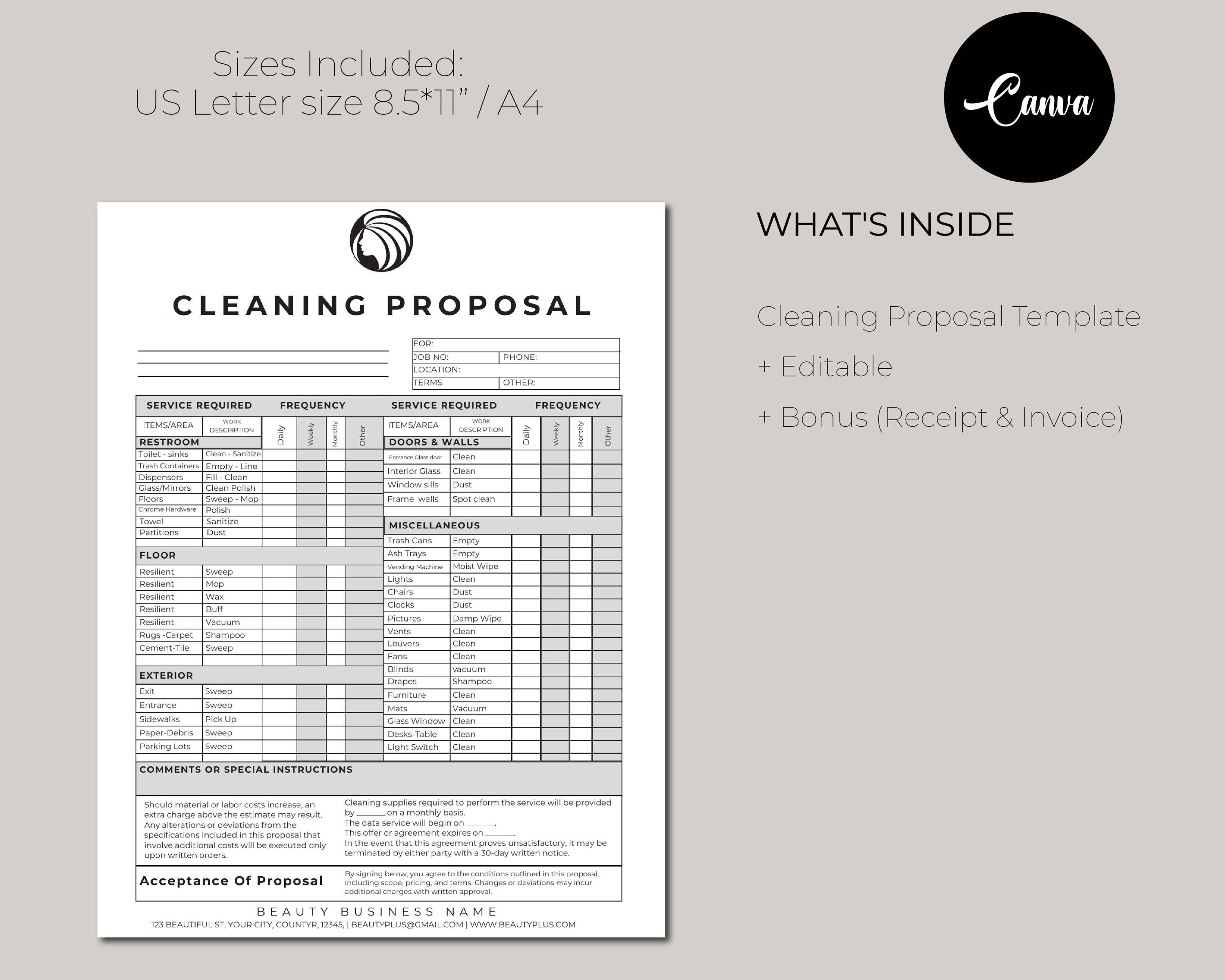 Cleaning Proposal Template, Editable Cleaning Service Proposal ...
