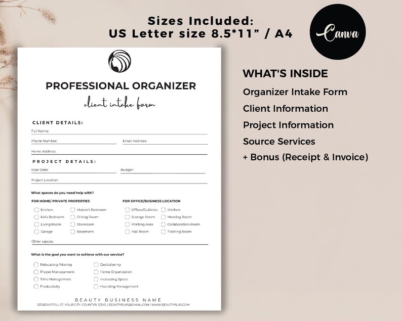 Professional Organizer Contract Forms, Organizing Service Agreement ...