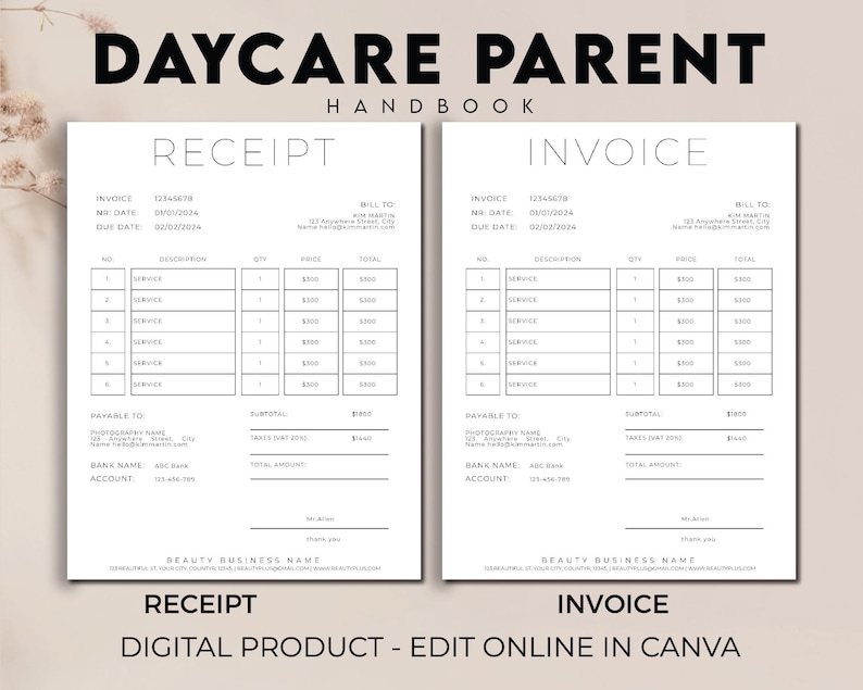 Daycare Parent Handbook, Daycare Contract Template, Daycare Policy ...