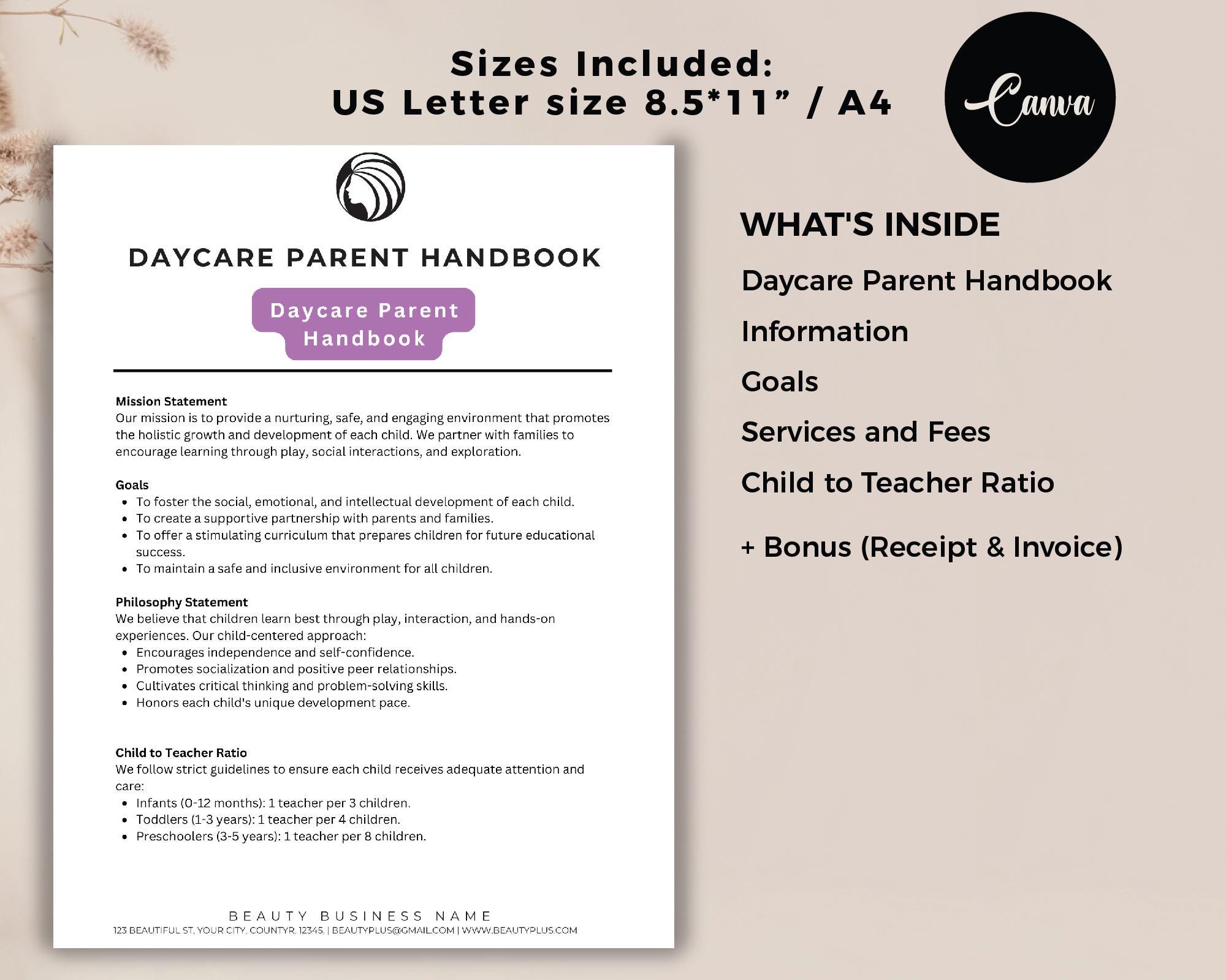 Daycare Parent Handbook, Daycare Contract Template, Daycare Policy ...