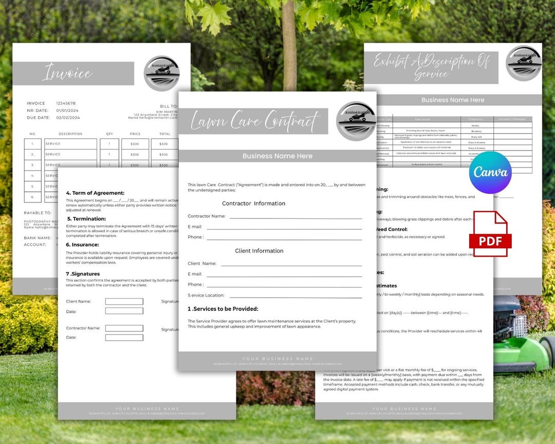 Editable Lawn Care Agreement, Lawn Care Contract Template, Lawn Mowing ...