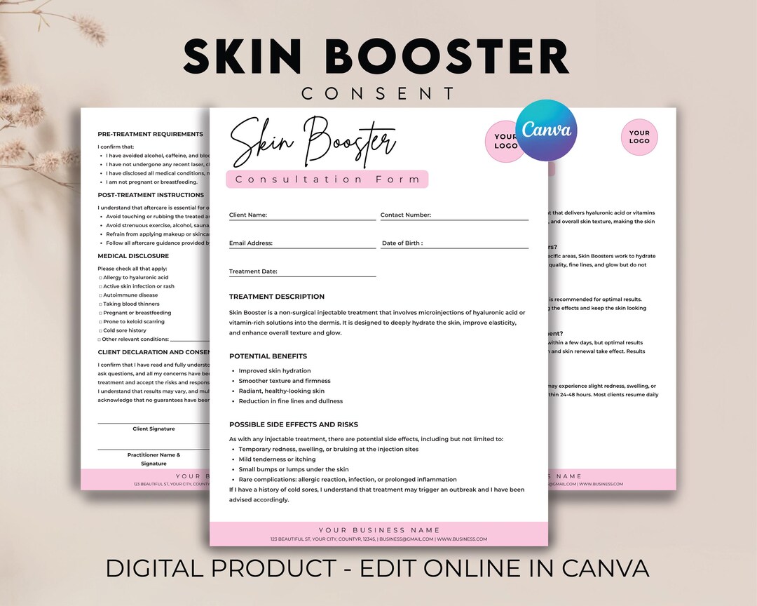 Skin Booster Consent, Filler Consultation, Dermal Filler, Esthetician ...