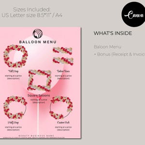 BALLOON MENU, Balloon MOCKUP Template, Balloon Artist, Editable Balloon ...