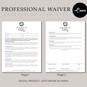 Professional Liability Waiver Template, Liability Damage Waiver ...