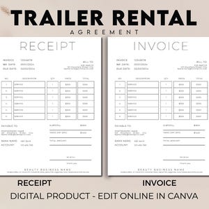 Editable Trailer Rental Agreement, Trailer Lease Contract, Dump Trailer ...