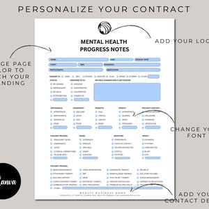 Canva Mental Progress Note Template, Counseling Therapy Note, Therapy ...