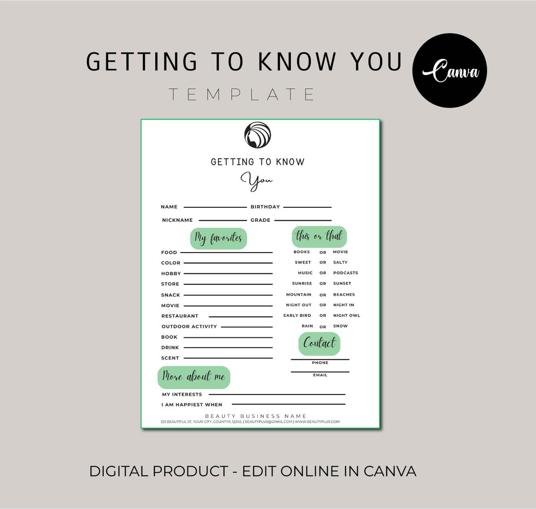 Getting to Know You Printable, Coworker Questions, All About Me Survey ...
