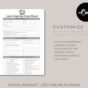 Printable Notary Loan Signing, Agent Signing Prep Sheet, Intake Form ...