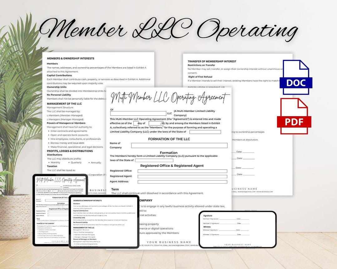 LLC Operating Agreement Form Template, Single Member Operating ...