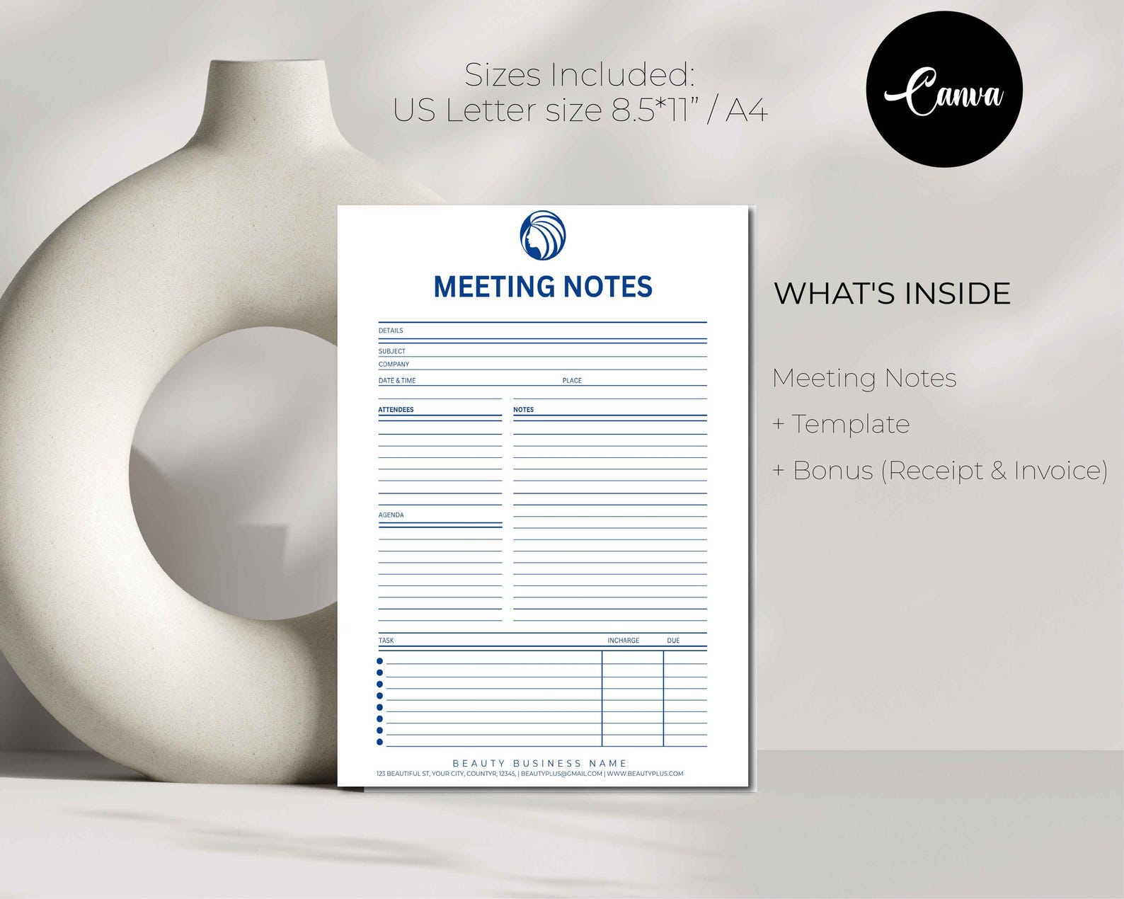 Meeting Minutes Template, Meeting Notes Template, Project Meeting ...