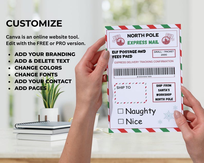 Printable Elf Arrival Box Shipping Label, North Pole Delivery Tags, Elf ...