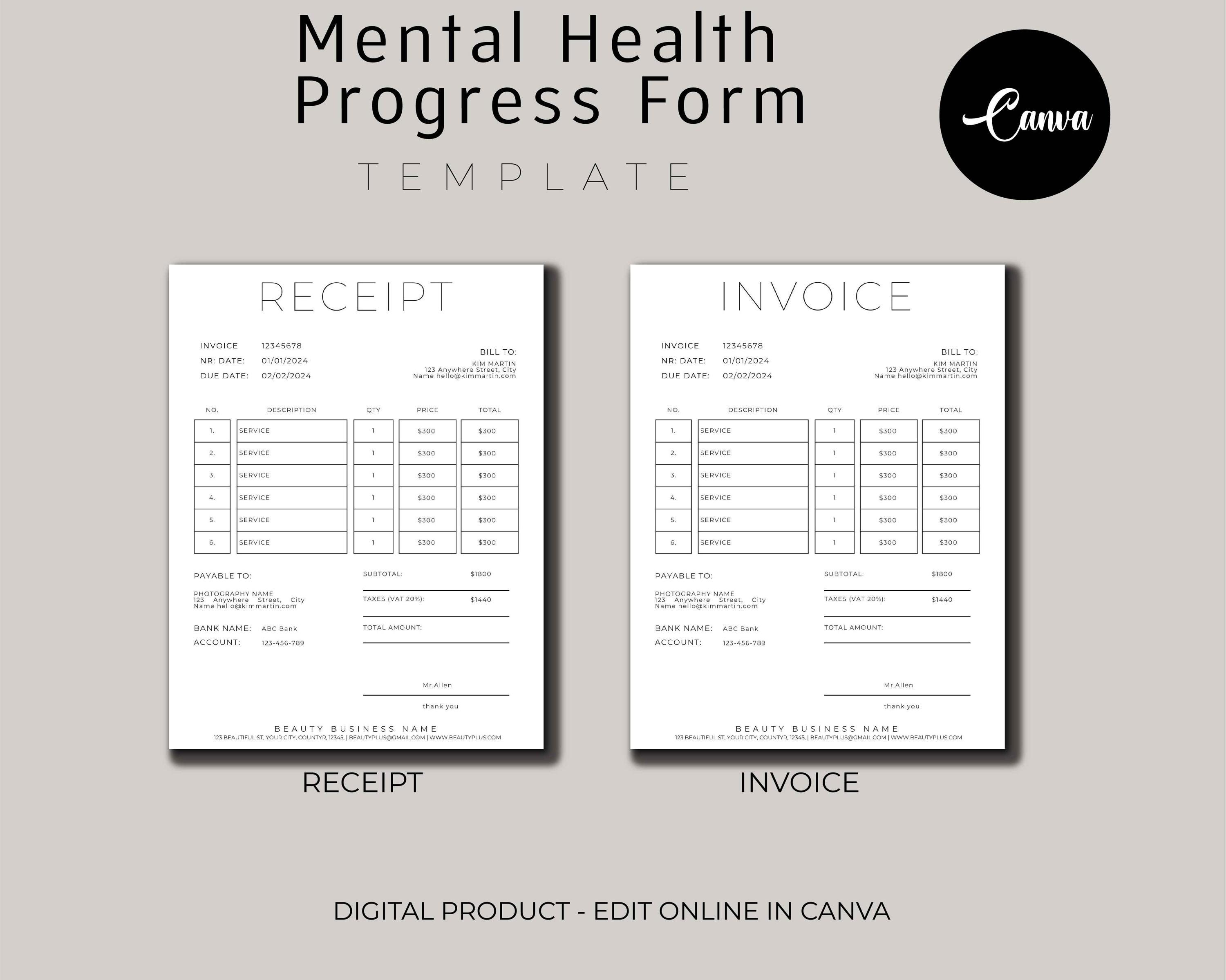 Canva Mental Progress Note Template, Counseling Therapy Note, Therapy ...