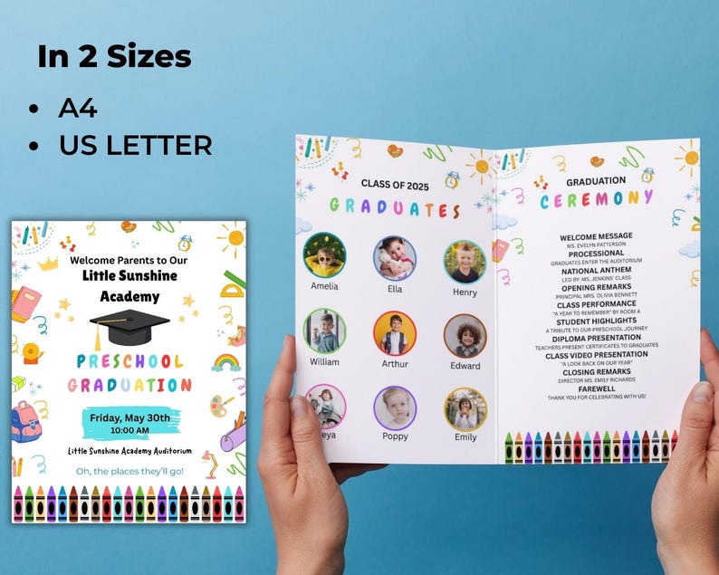 Pre-k Graduation Program Template, Class of 2025 Preschool Graduation ...