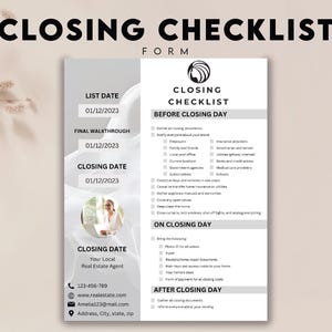 Closing Checklist, Realtor Moving Checklist, Closing Tracker, Real ...