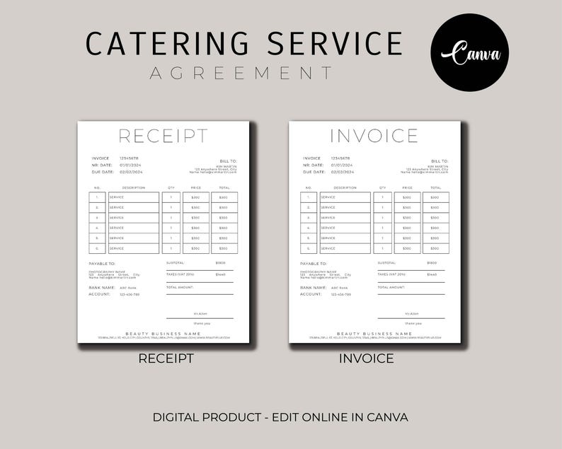 Editable Catering Contract Template, Catering Business Contract PDF ...