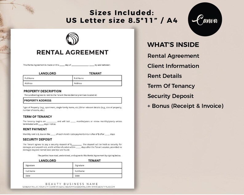 Basic Rental Agreement Template, Simple Rental Agreement Fillable ...