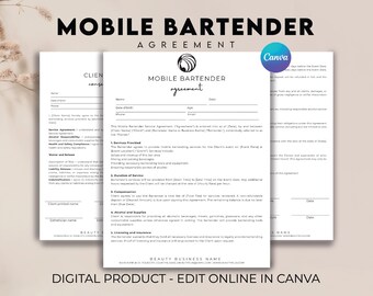 Editable Bartender Service Agreement, Mobile Bar Contract, Mobile Bar Agreement Template ...