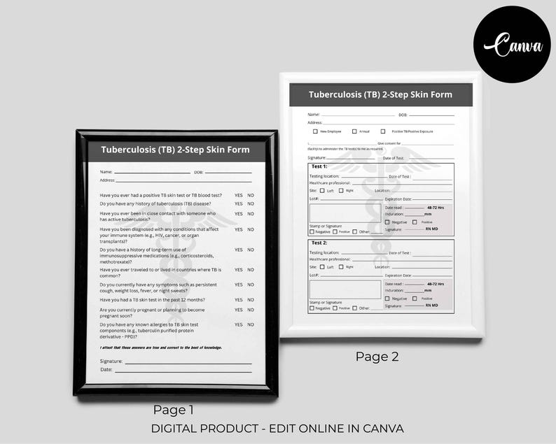 TB 2-step Documentation Form, Employment - 2 Step (TB) Tuberculosis ...
