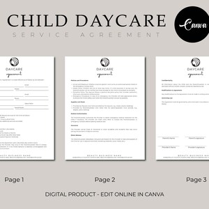 Editable Home Daycare Contract Template, Home Daycare Forms Package ...