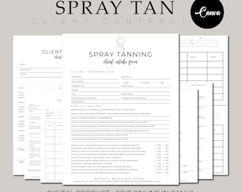 Spray Tan Consent Form, Tanning Consent, Tanning Salon Forms, Editable ...