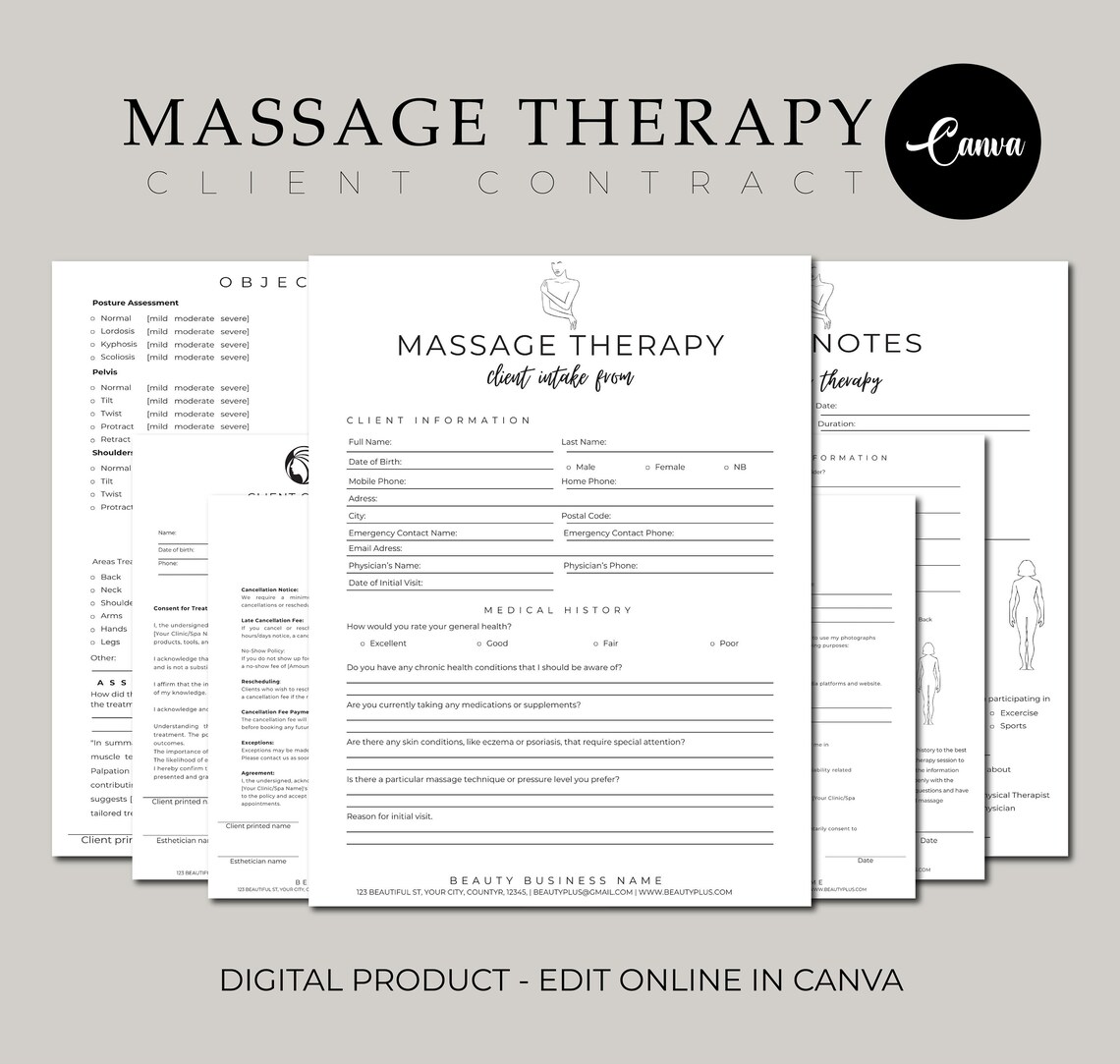 Massage Therapist Forms Business Bundle, Massage Soap Notes, Editable ...