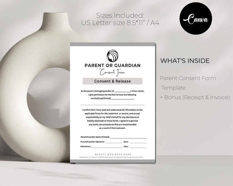 Parental Consent Form, Editable Parental Liability Release Form ...