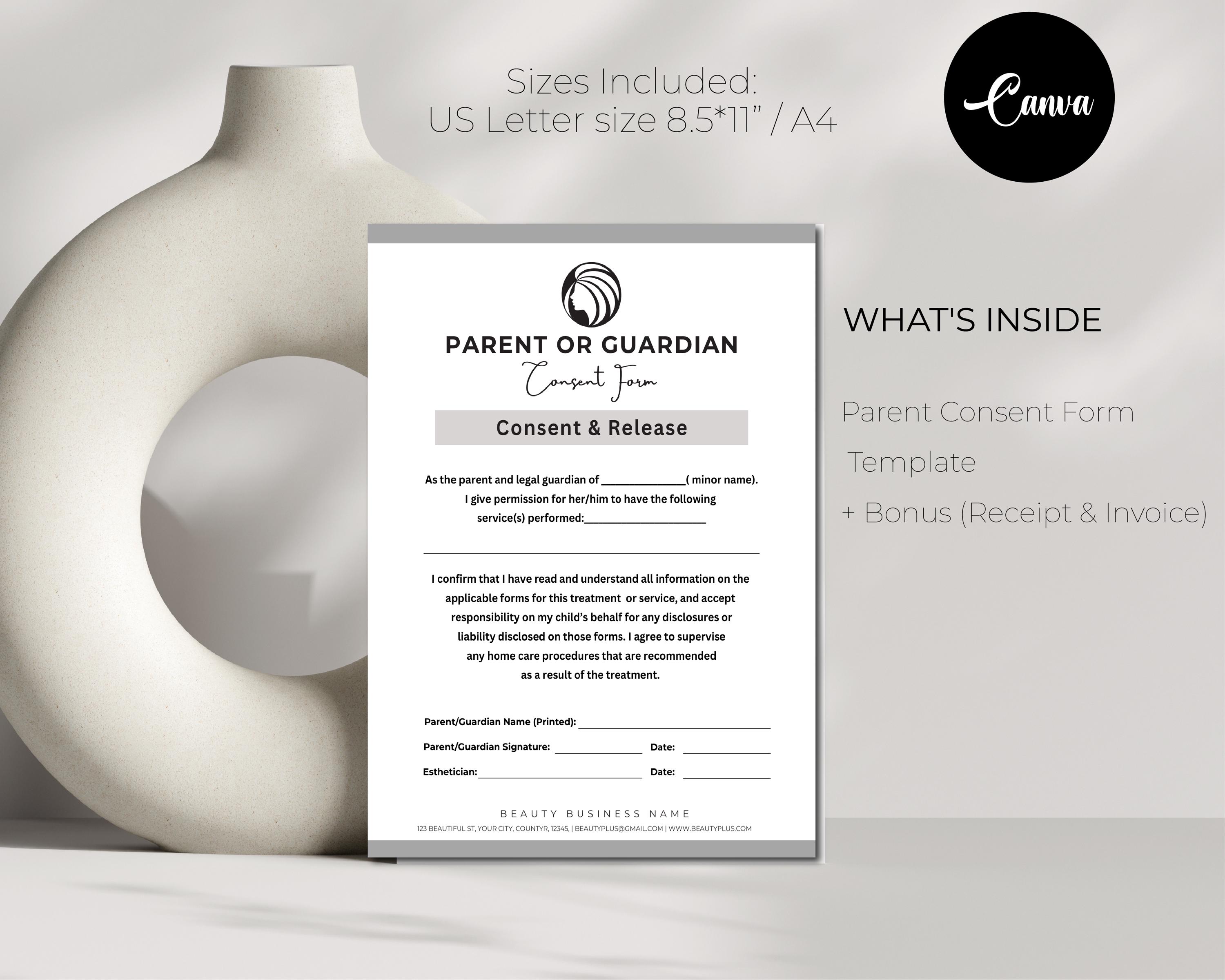 Parental Consent Form, Editable Parental Liability Release Form ...
