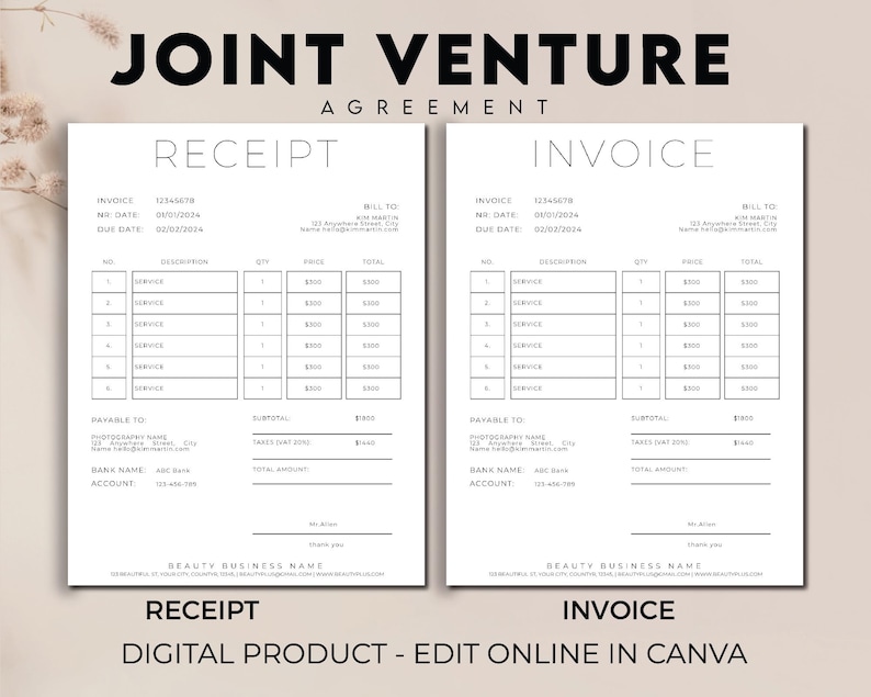 Joint Venture Agreement Template, Business Partnership Agreement ...